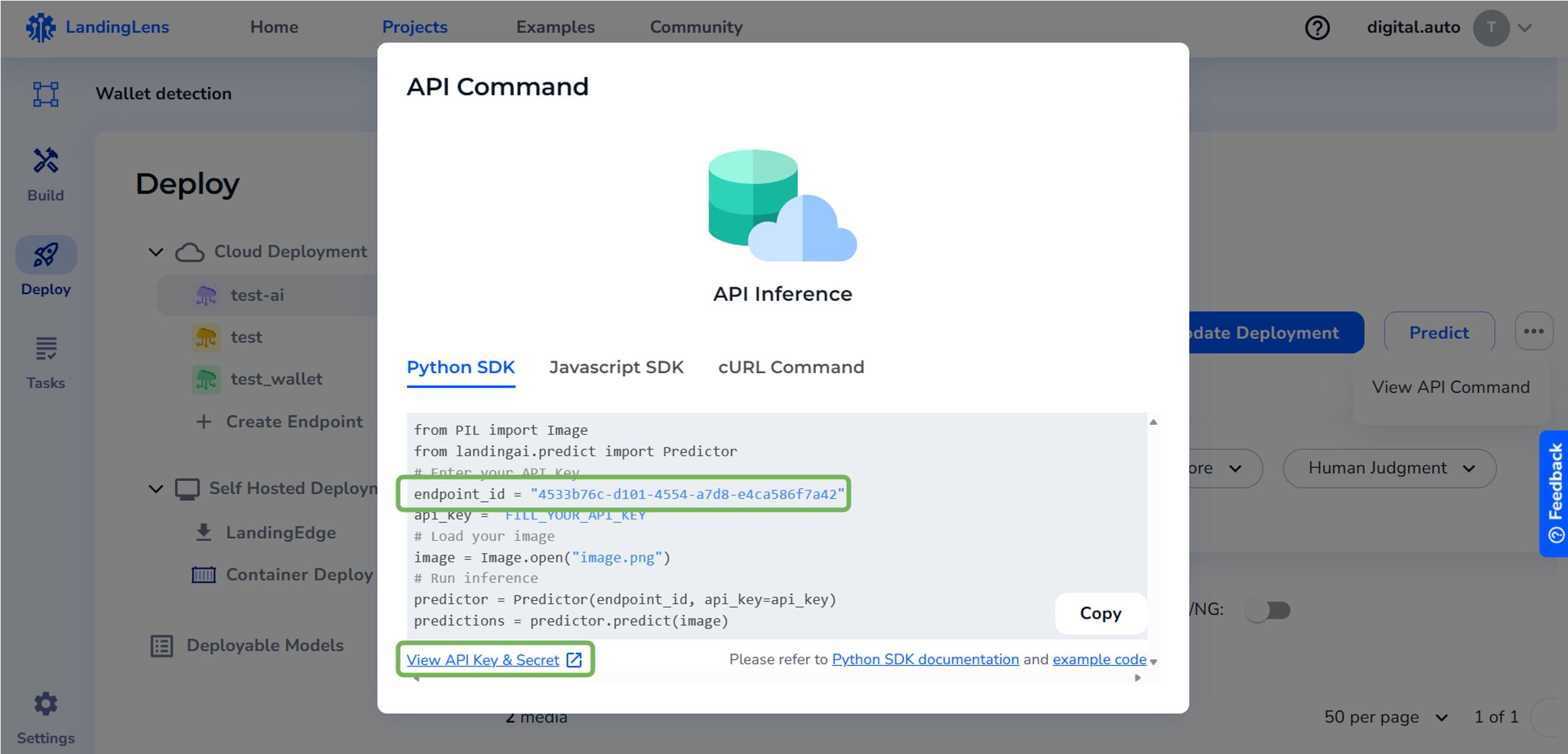 Using 'Simple LandingAI' Widget :: digital.auto playground documentation